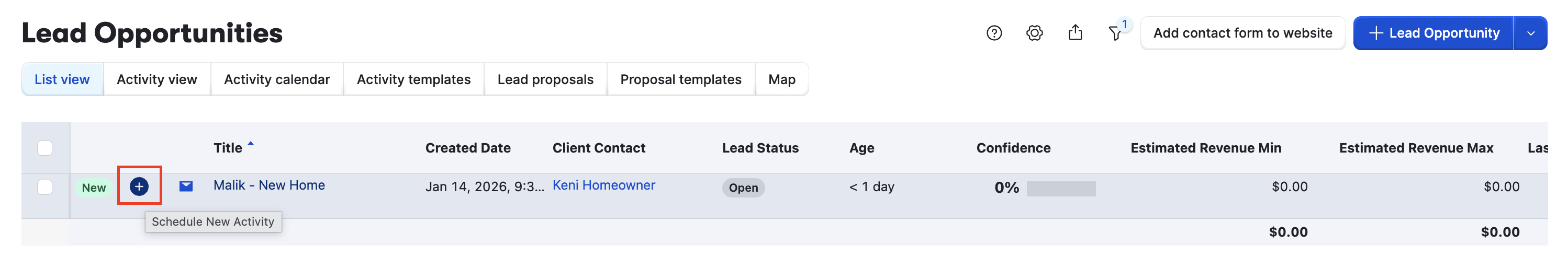 Lead Activities Overview
