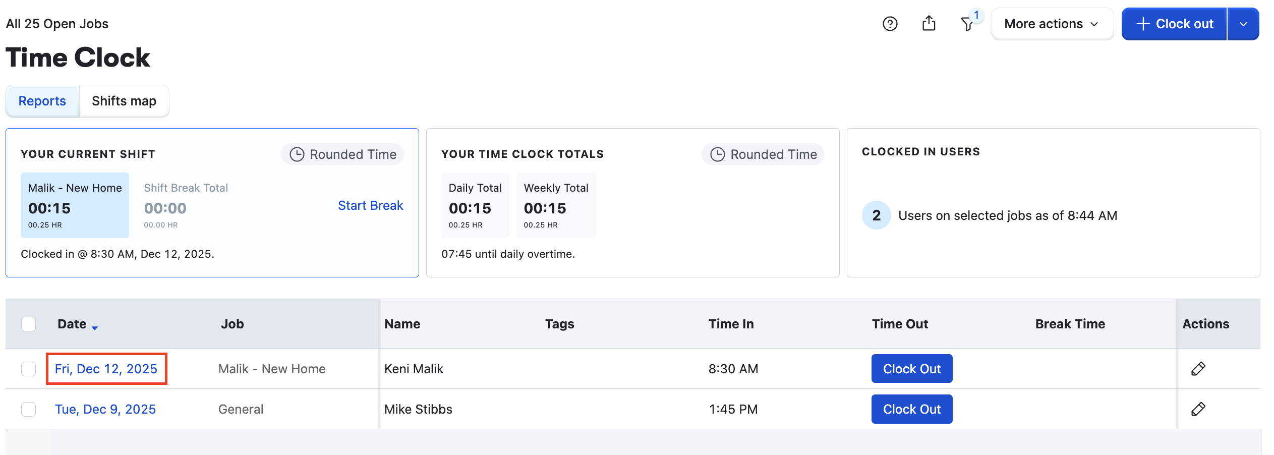 Time Clock Overview